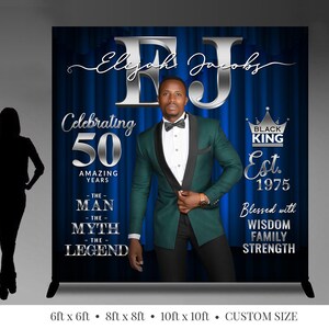 Elegant Birthday Backdrop for Men, Black King Custom Backdrop, Any Age ...