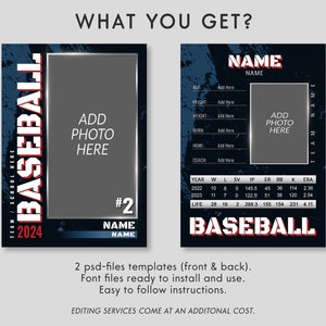 Pro Baseball Trading Card Template With Stats & Color Variations, Pro ...