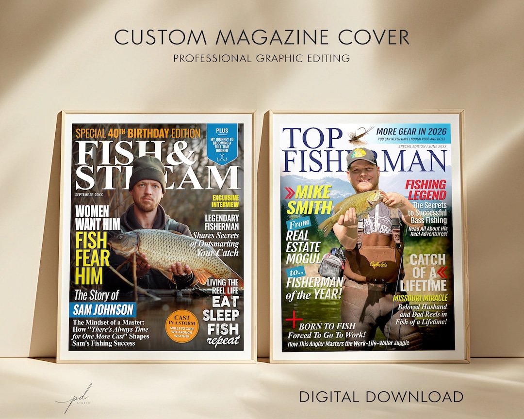 Custom Fishing Magazine Cover Personalized Fishing Gifts for Men, Fly ...