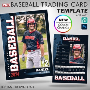 Pro Baseball Trading Card Template With Stats & Color Variations, Pro ...