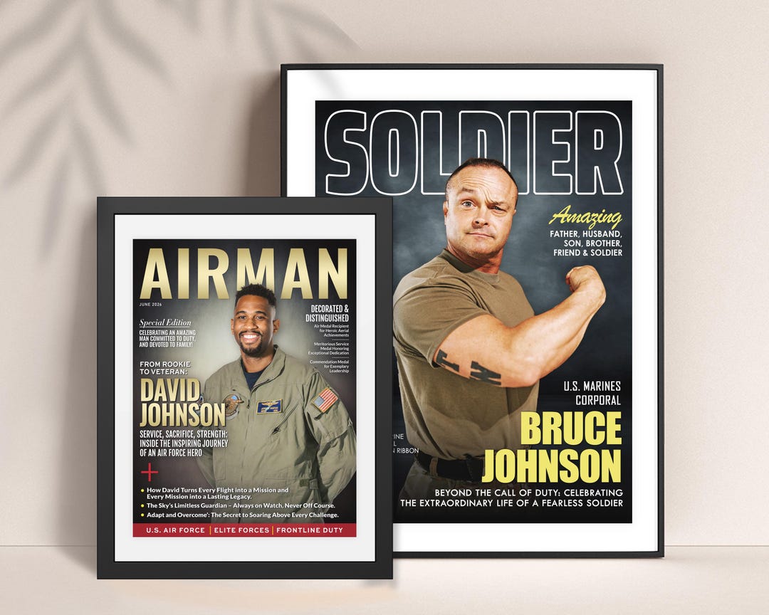 Army Gift Soldier Custom Magazine Cover, Personalized Military Portrait ...