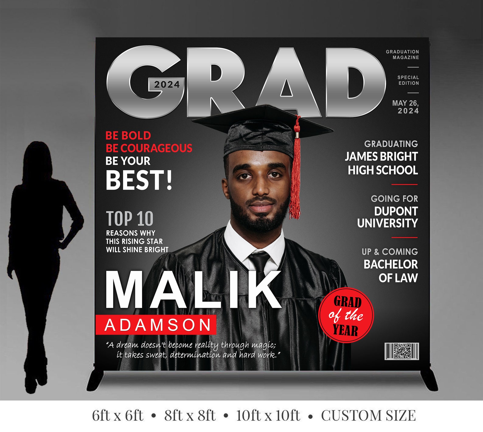 Custom Photo Graduation Backdrop, 2024 Grad Party Decor, Magazine Cover ...