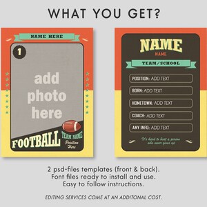 Retro Football Card Template, Football Trading Card Template, Sports ...