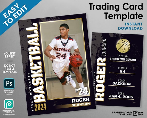 Basketball Cards Template, Basketball Trading Card Template PSD for ...
