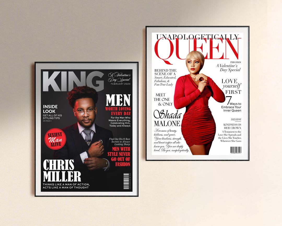 Personalized Anniversary King and Queen Couple Magazine Cover, Custom ...