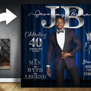 Elegant Birthday Backdrop for Men, Black King Custom Backdrop, Any Age ...