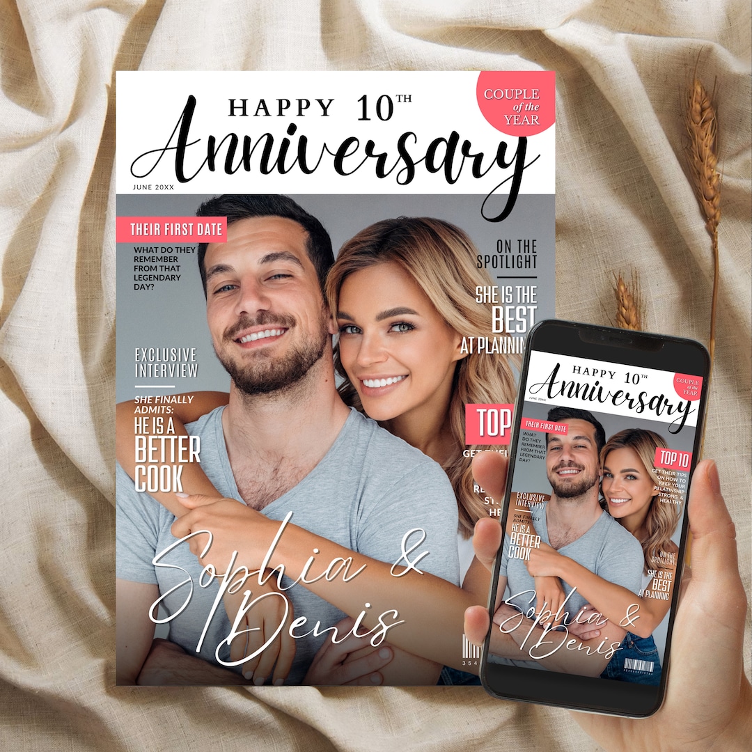 Anniversary Magazine Cover Template, DIY Anniversary Card Printable ...