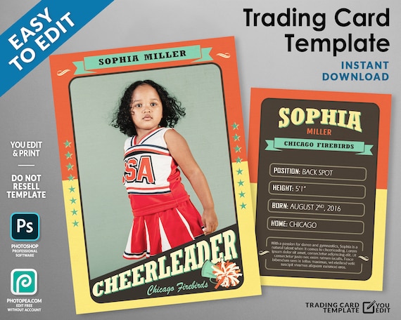Cheerleader Trading Card Template, Cheerleader Gifts, Team Yell ...