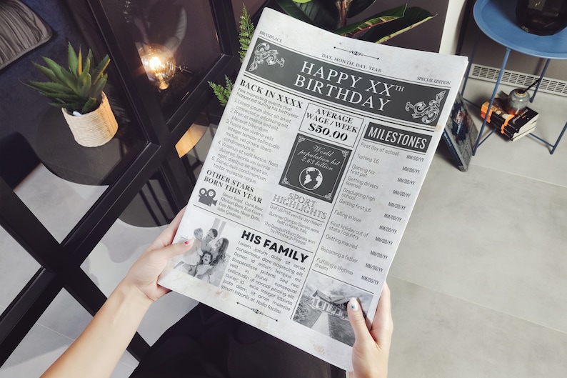 Birthday Newspaper Fully Editable for Any Age and Country With - Etsy