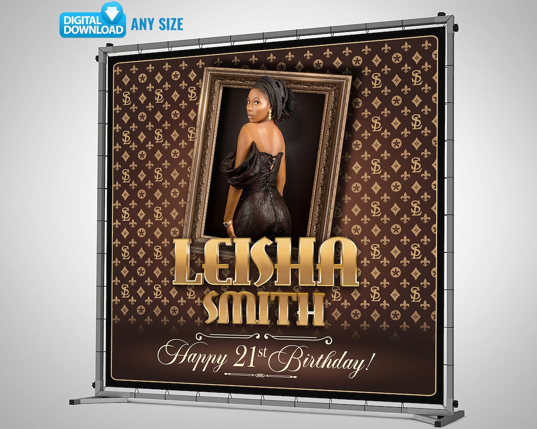 Luxury Custom Backdrop With Photo, Vuitton Birthday Backdrop for Women ...