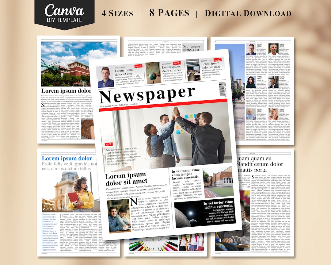 8 Pages Multipurpose Newspaper Template for Businesses or Shops, Modern ...