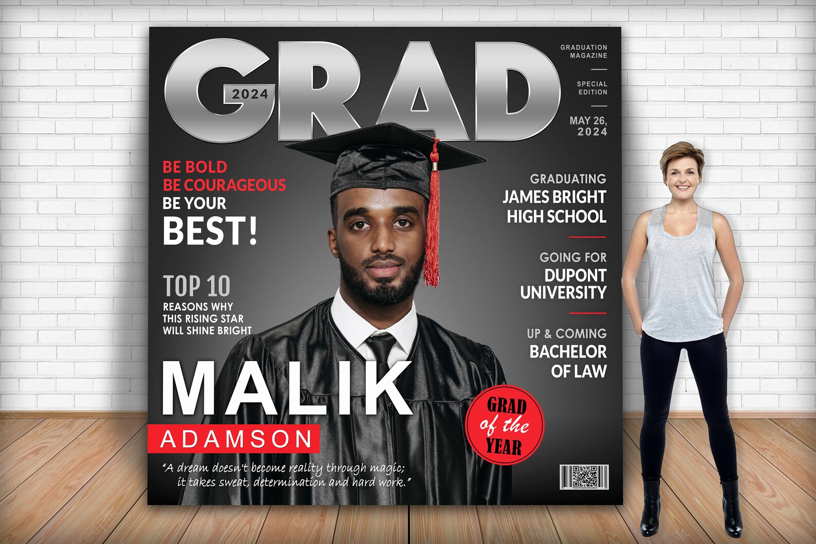 Custom Photo Graduation Backdrop, 2024 Grad Party Decor, Magazine Cover ...
