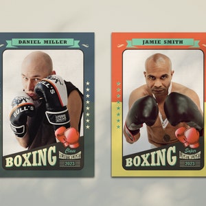 Retro Boxing Trading Card Template, Boxing Card Template Gift for Boxer ...