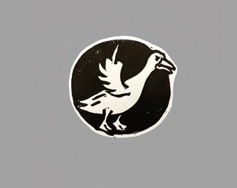 Logo Linocut Sticker Mushrooms and Leaves Pattern - Etsy