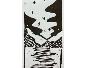 Logo Linocut Sticker Mushrooms and Leaves Pattern - Etsy