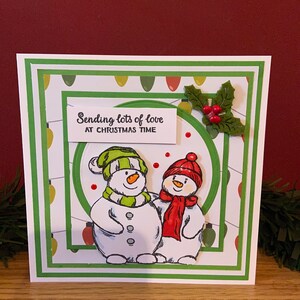 Handmade Set of Christmas Cards Featuring Festive Snowman Hugging - Etsy UK