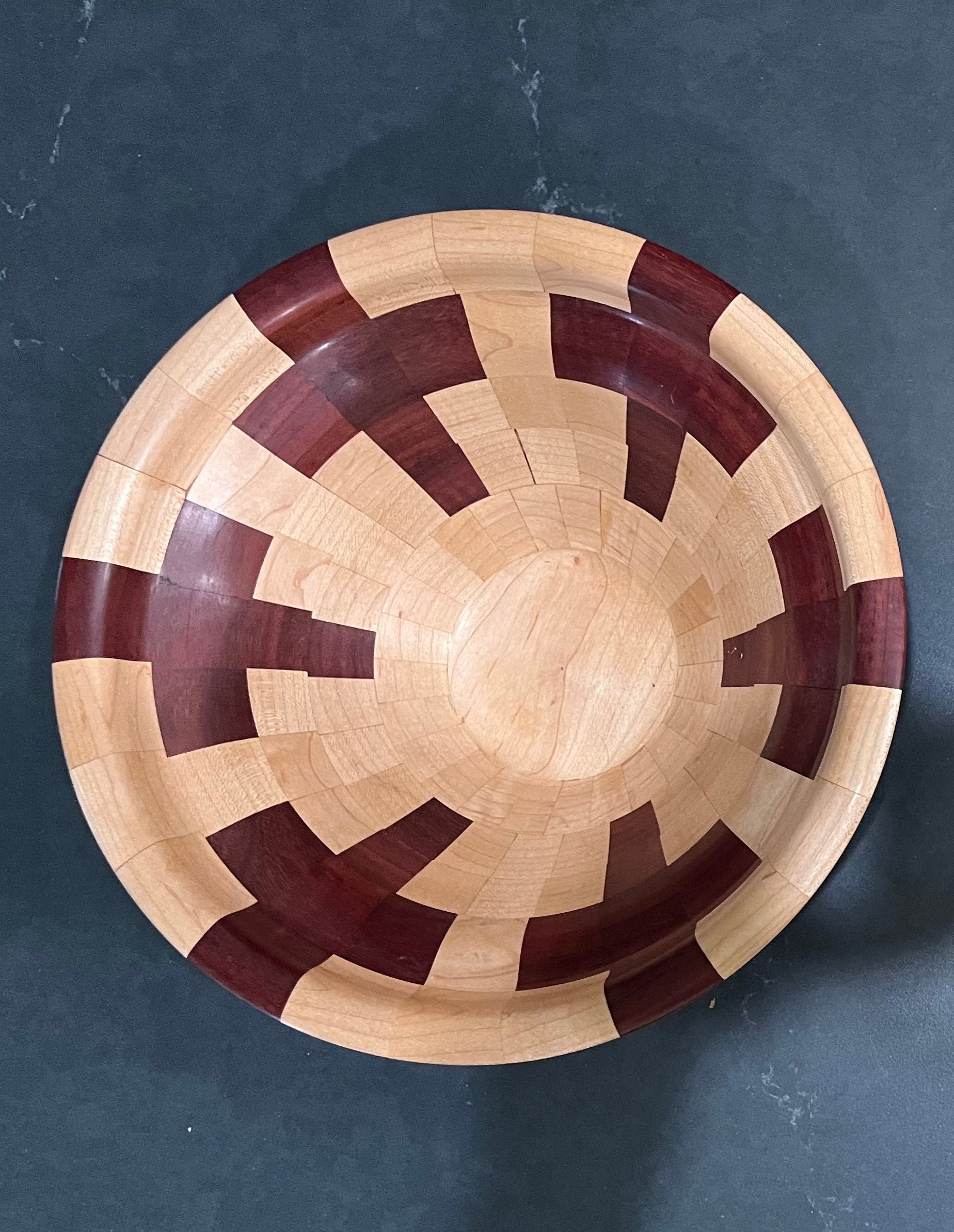 Hand Lathed Segmented Wood Bowl With Cross Design - Etsy