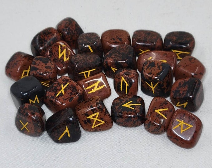 Mahogany Obsidian Rune Stones Set - Etsy