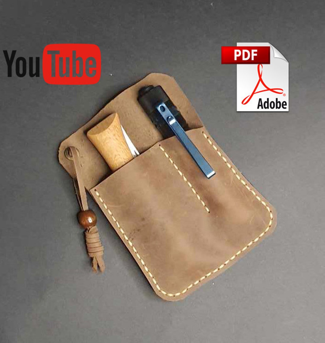 Folding Knife Leather Sheath Organizer EDC Tools Flash Light Fast&easy ...