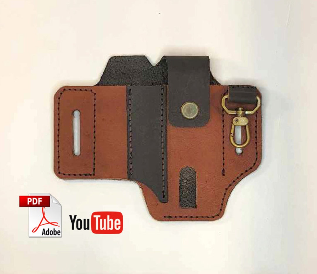 Leather EDC Pouch Belt Case Pattern, Leather Belt Organizer, Leather Multitool Sheath ...