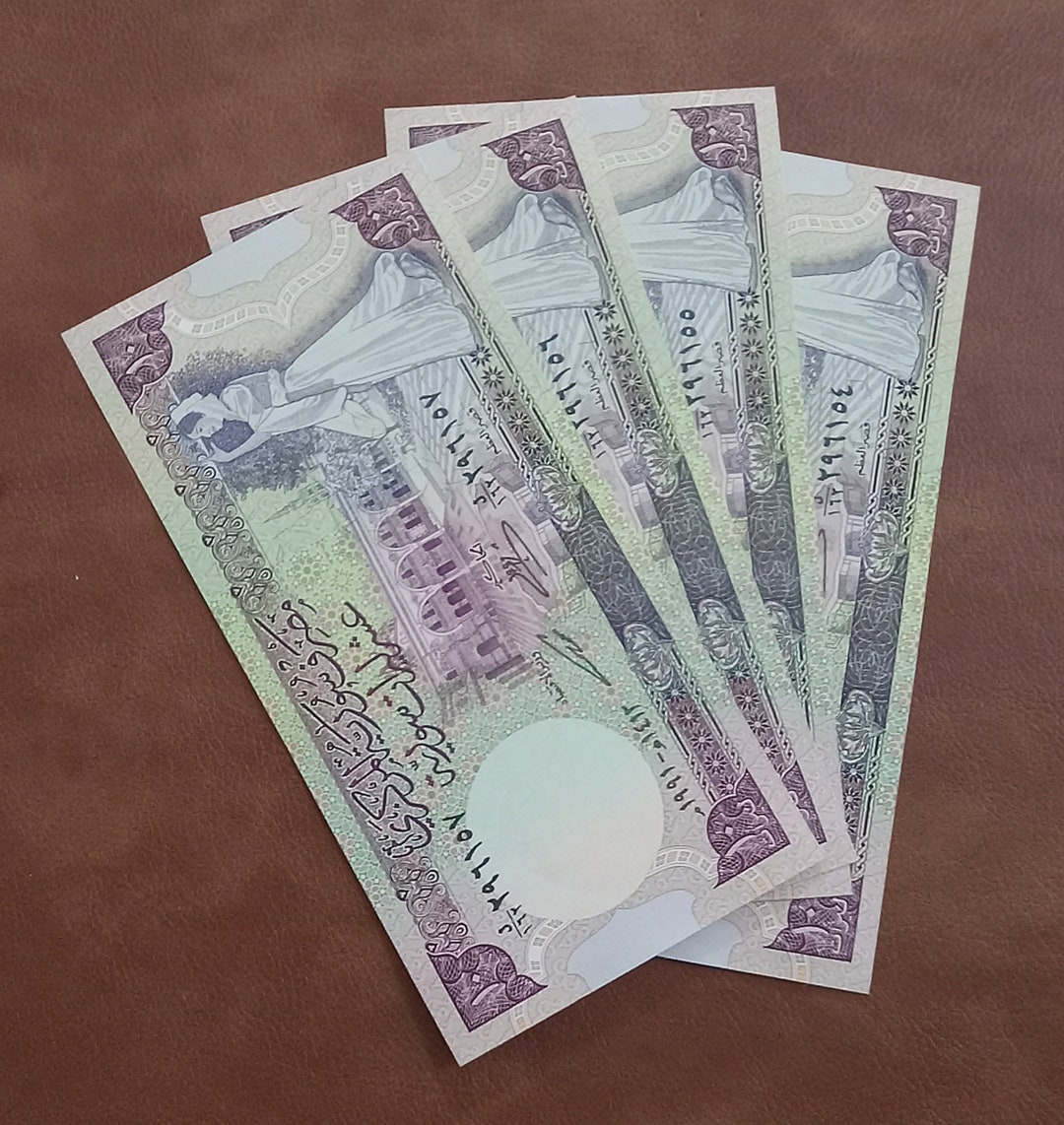 1991 10 Syrian Pounds Banknotes 4 Consecutive Serial Numbers Gem ...