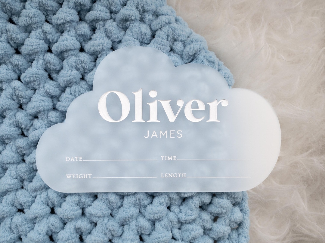 Personalized Cloud Birth Stat Sign – Baby Birth Announcement, Newborn ...