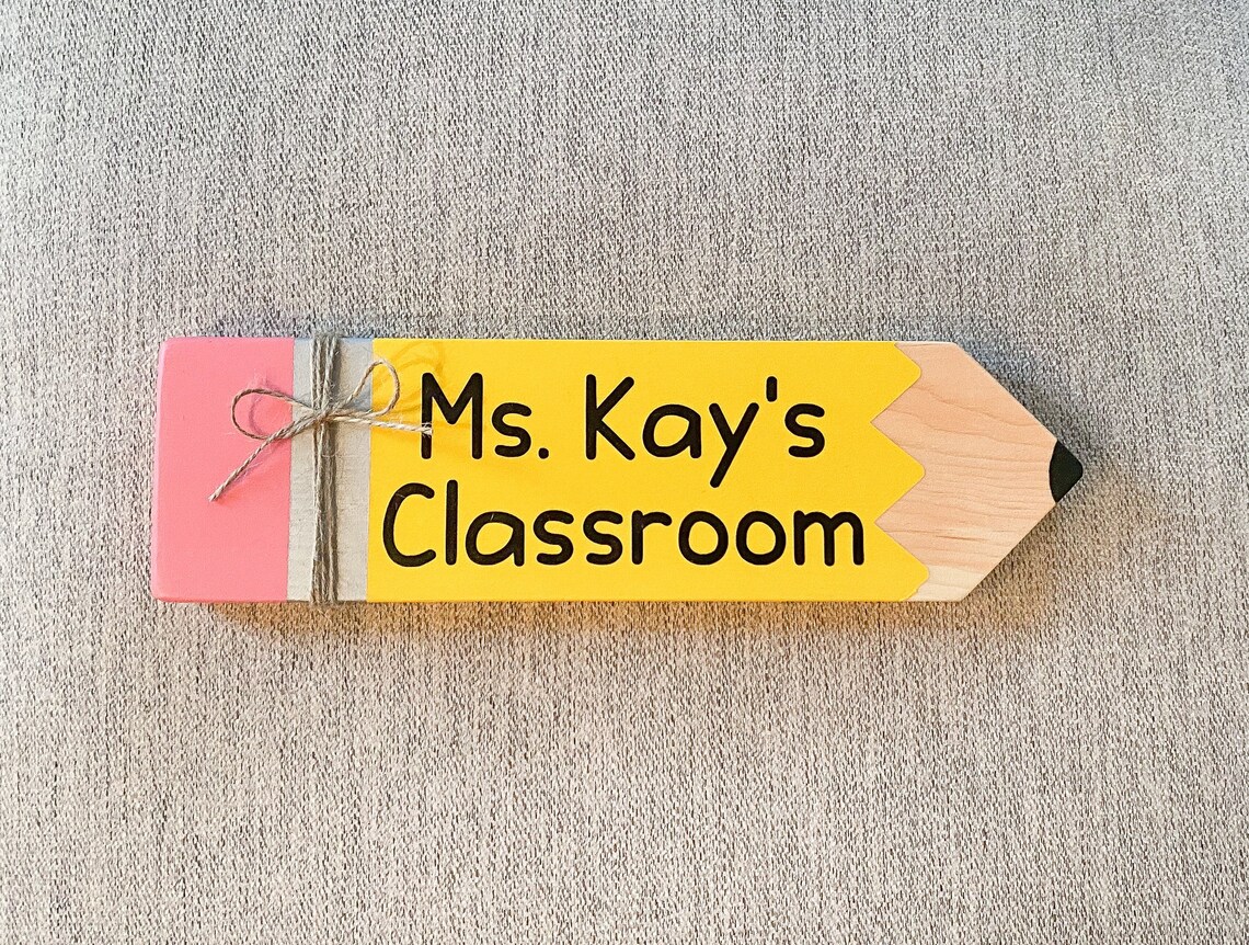 Personalized Teacher Name Wood Pencil Classroom Sign Desk - Etsy