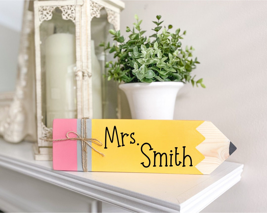 Personalized Teacher Name Wood Pencil Classroom Sign Desk - Etsy
