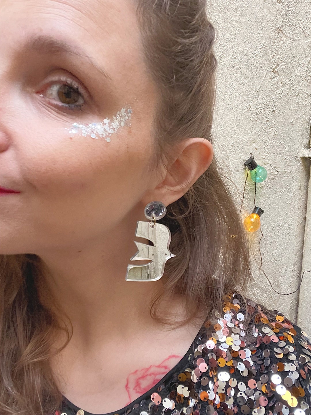 Model 160 Bird Leaf, Plexiglass Jewelry, Light Jewelry, Fancy Earrings ...
