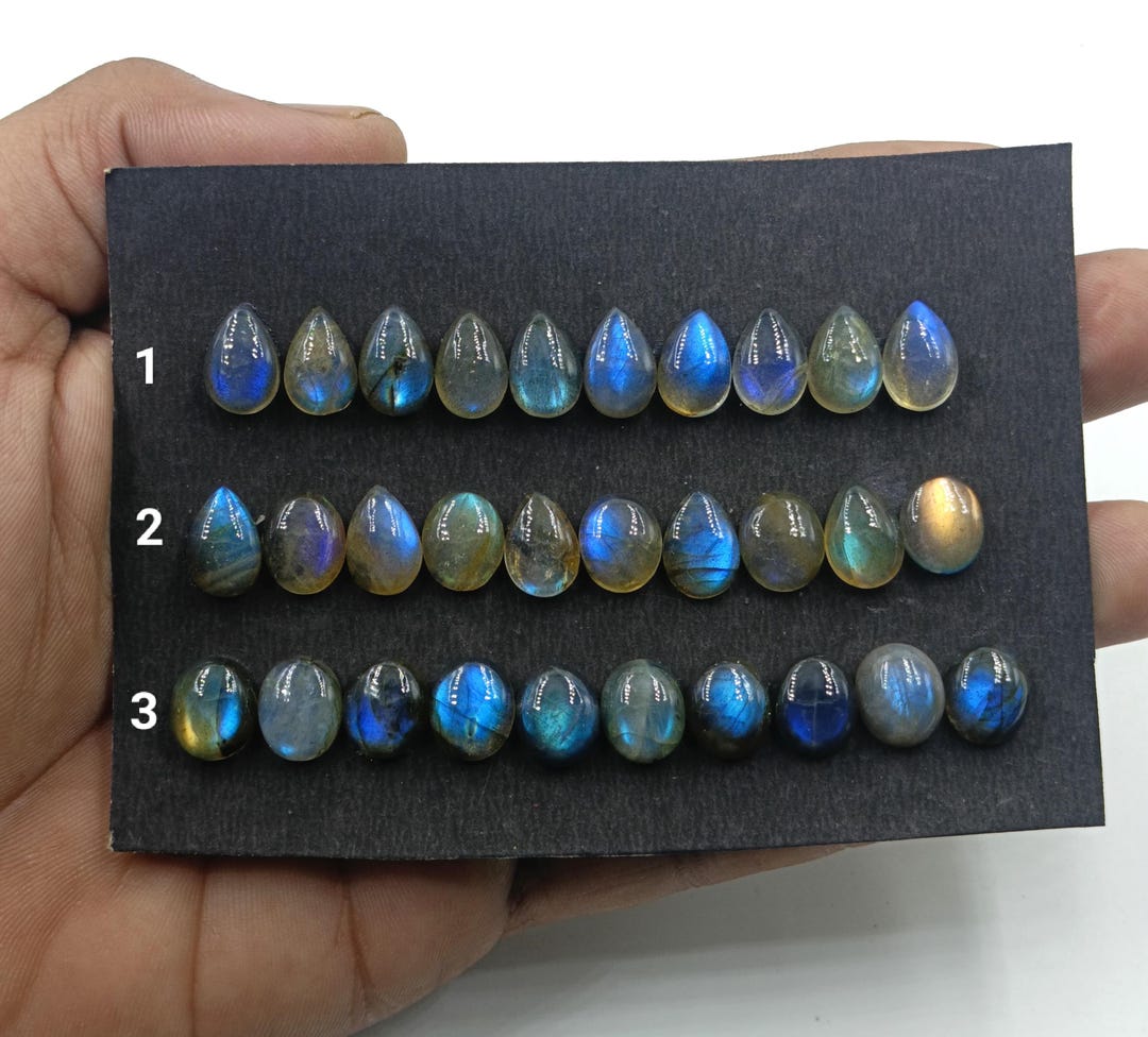 10 Pieces Labradorite Cabochon Loose Gemstone Mix Shape Rare Blue Fire ...