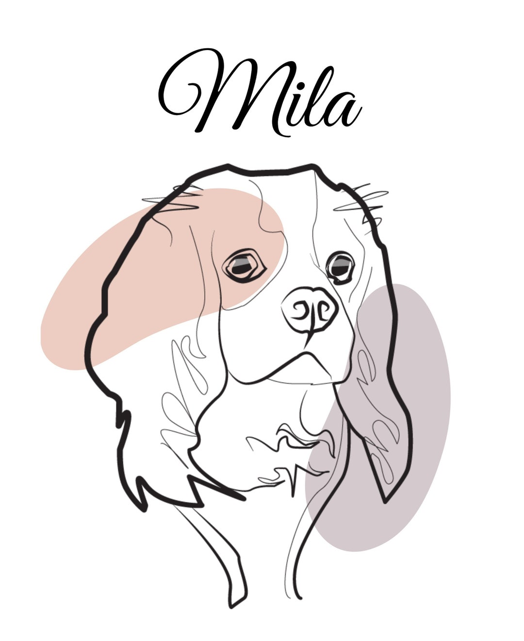 Custom Pet Portrait Line Art Pet Portrait One Line Drawing - Etsy