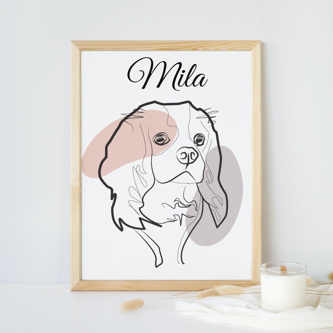 Custom Pet Portrait Line Art Pet Portrait One Line Drawing Personalized ...