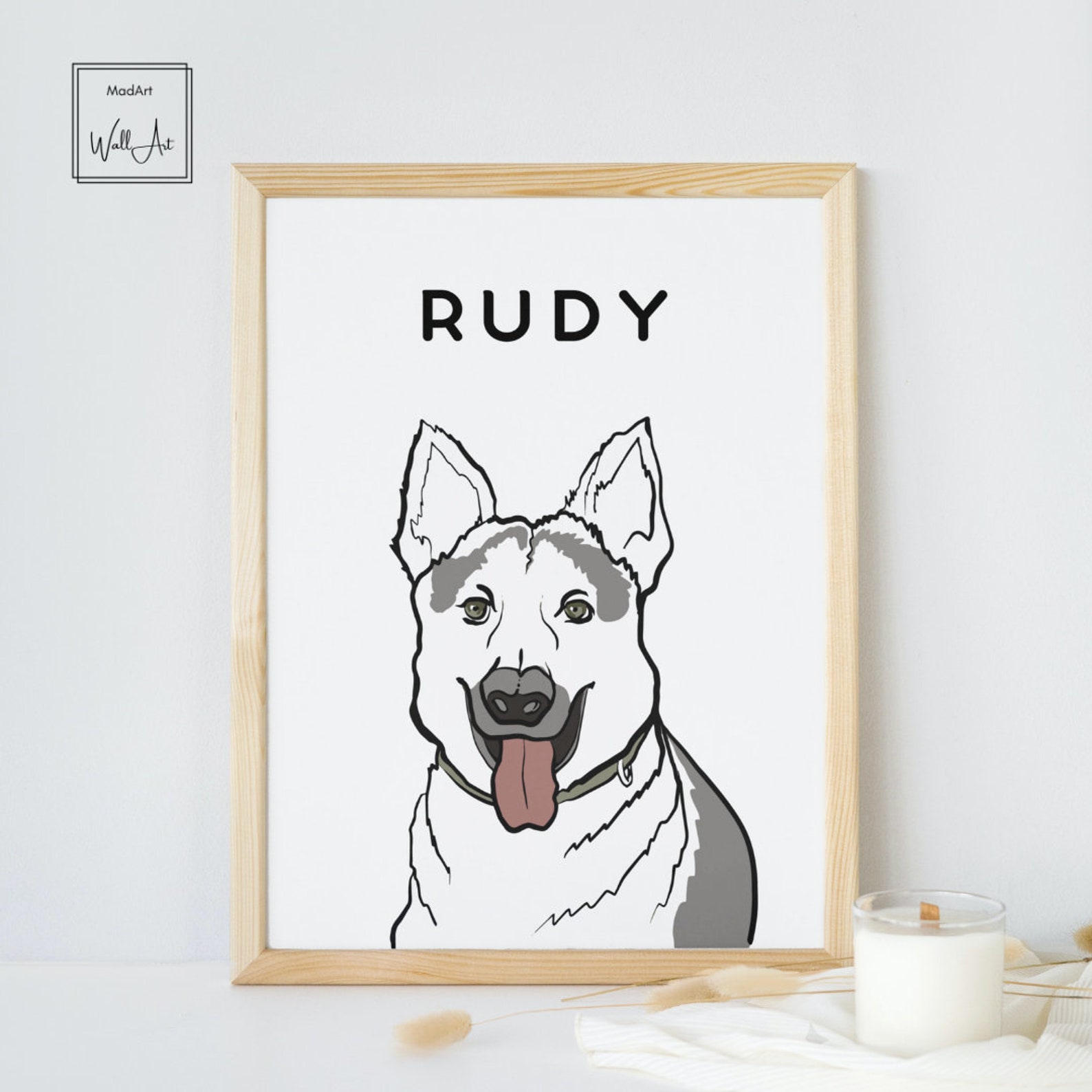 Custom Pet Portrait Line Art Pet Portrait One Line Drawing Personalized ...