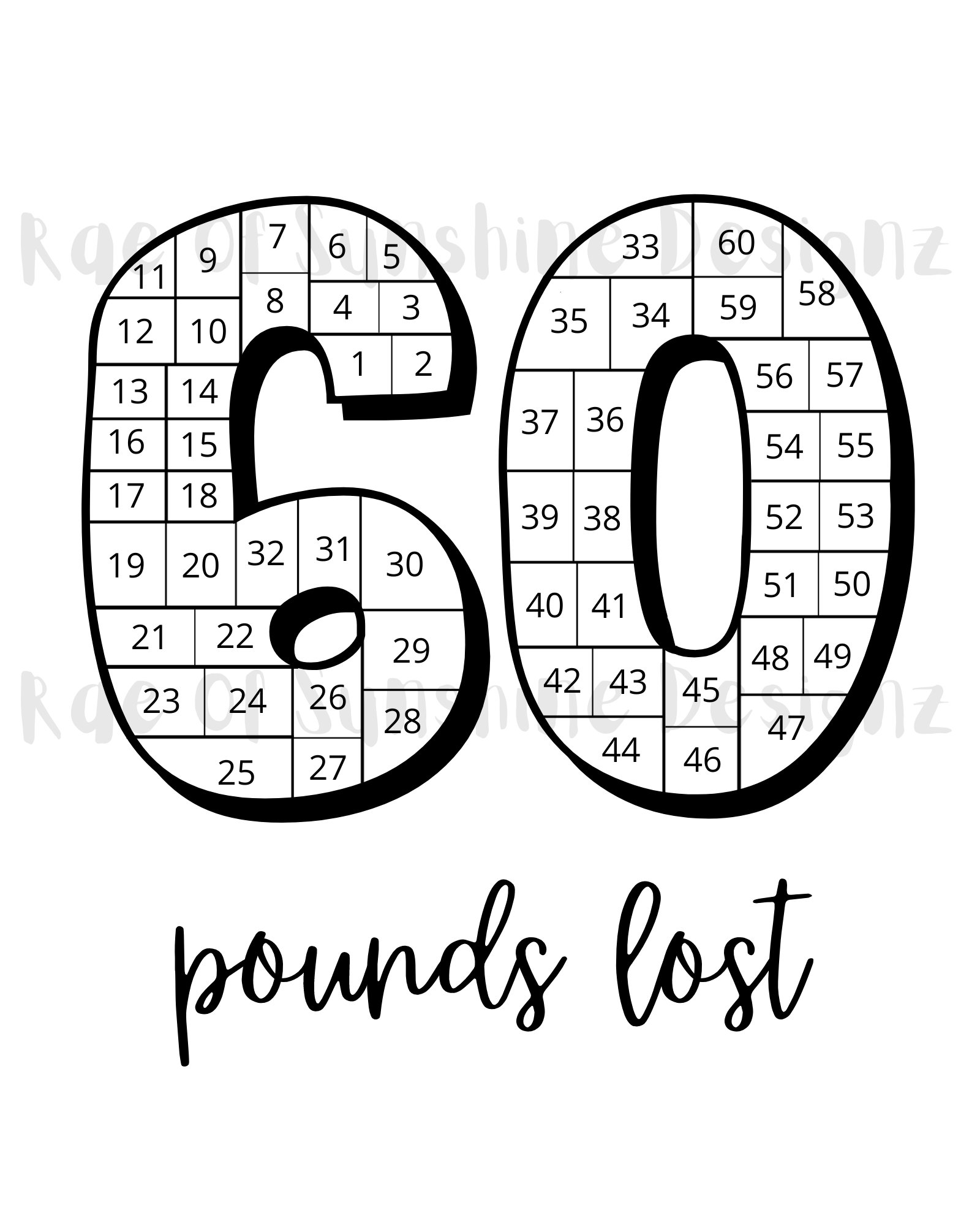60 Pounds Weight Loss Tracker, Coloring Calendar (digital Download) - Etsy