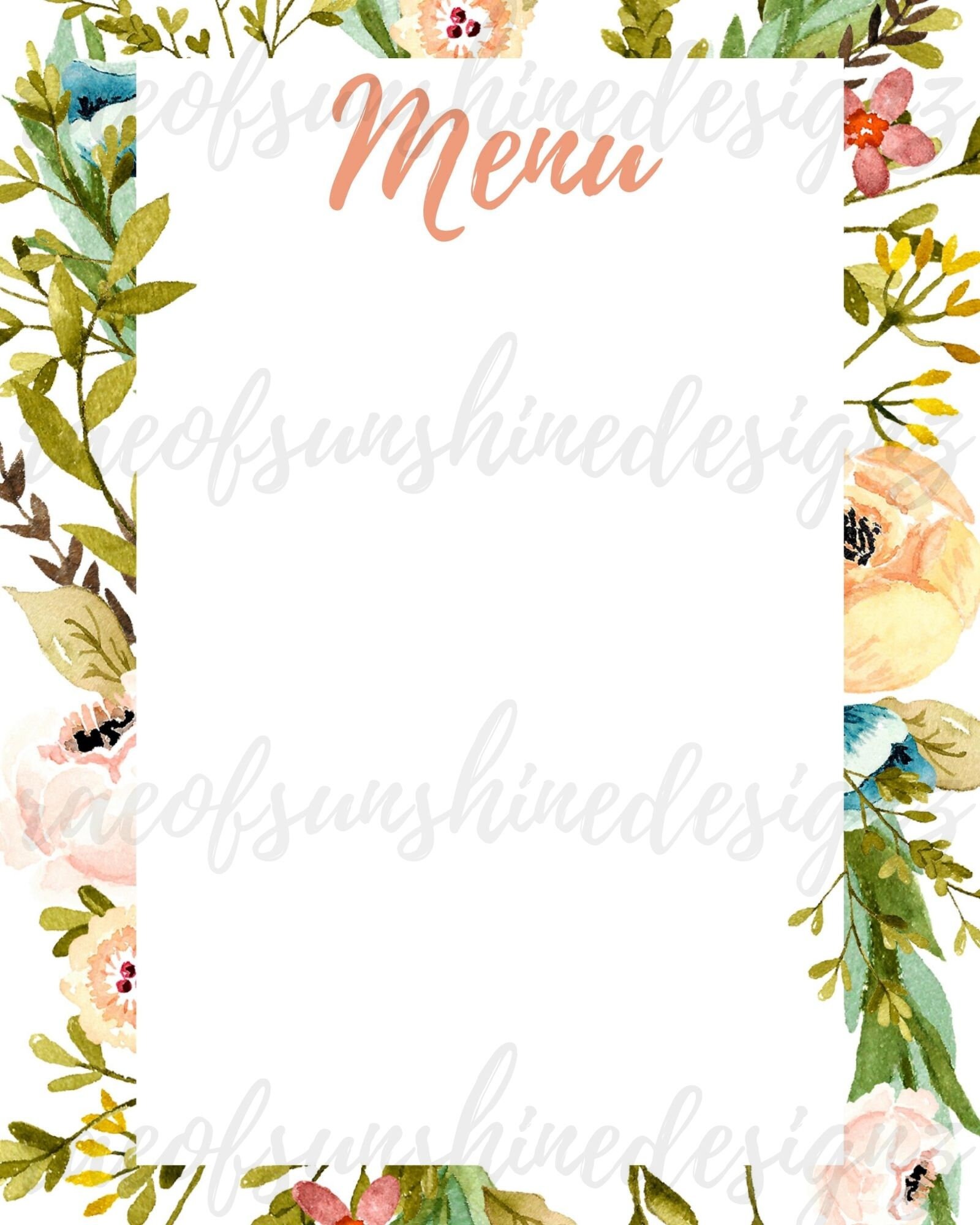 Menu Board for Kitchen Menu Planner Printable Menu Planner | Etsy