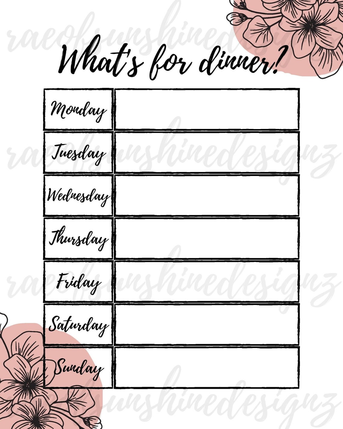 Printable Weekly Meal Planner Grocery List Printable Weekly | Etsy