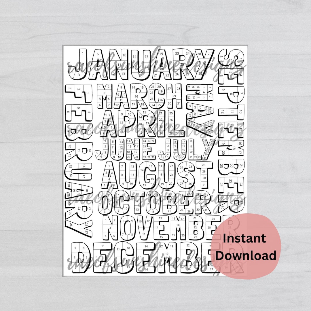 2025 Workout Coloring Calendar, Fitness Tracker (digital Download) - Etsy