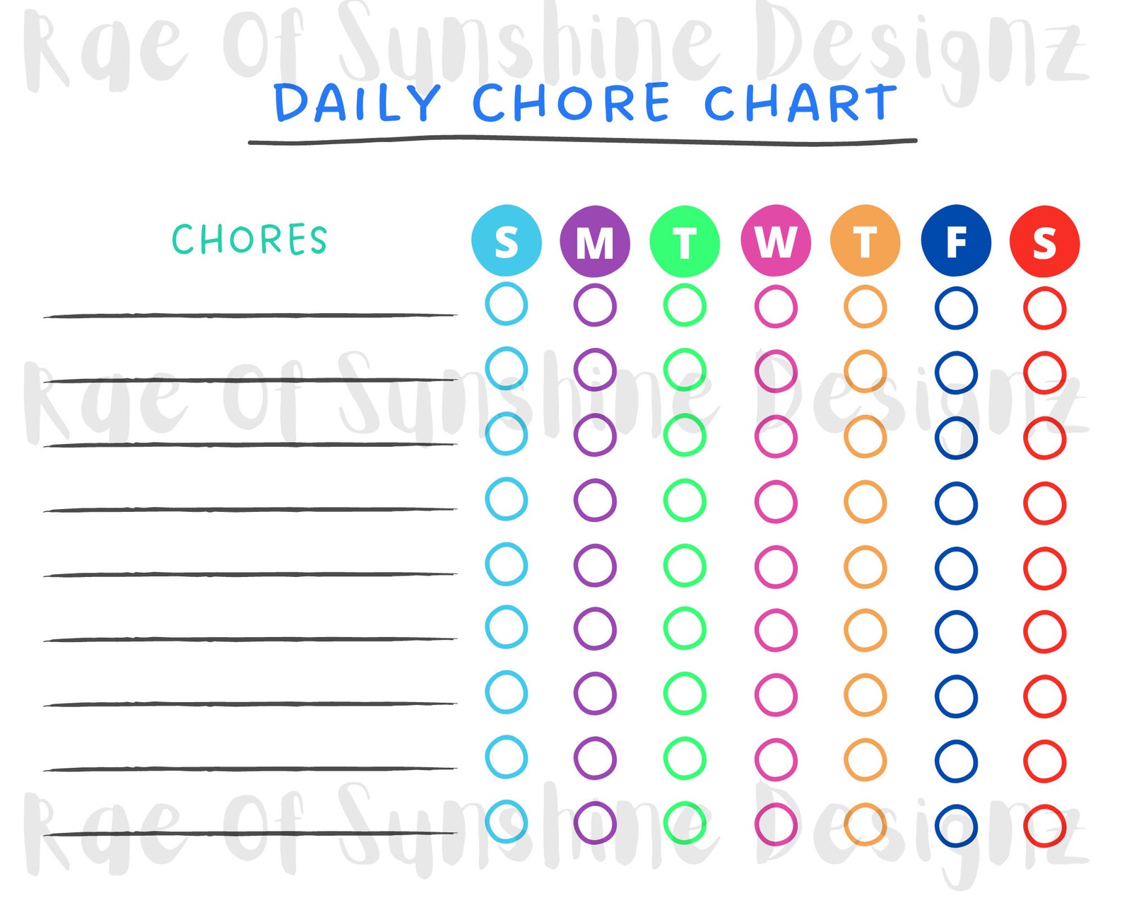 Printable Chore Chart for Kids, Responsibility Chart for Kids, Daily ...