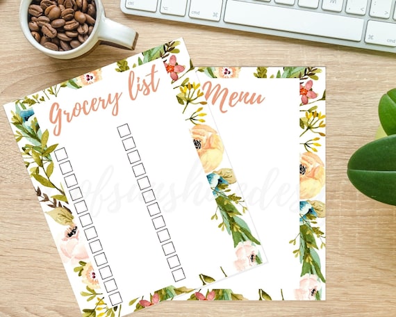 Menu Board for Kitchen Menu Planner Printable Menu Planner | Etsy