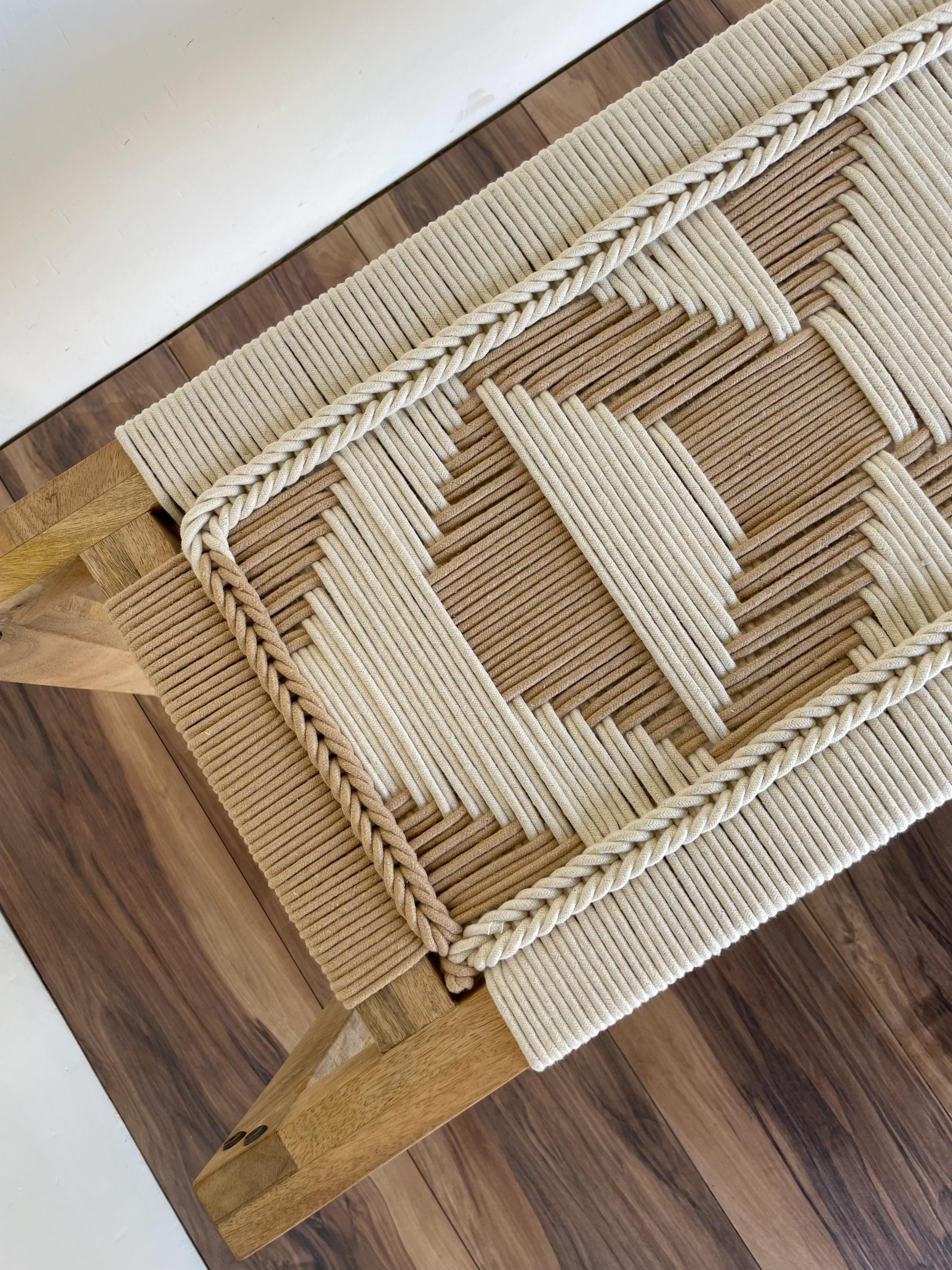 Modern Hand Woven Bench • Mid Century Woven Bench • Modern Entryway ...