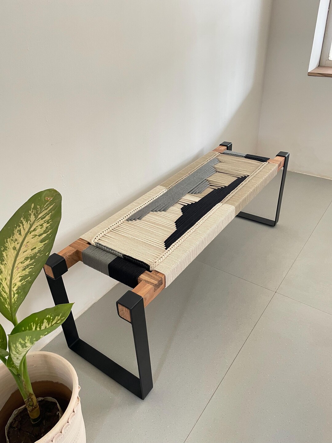 Modern Entryway Bench • Woven Bench • End of Bed Bench • Mudroom Bench ...