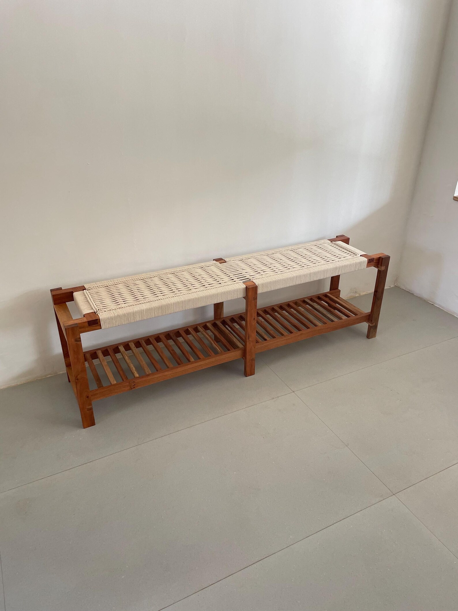Handmade Woven Bench: Mid-century Modern Entryway Bench - Etsy
