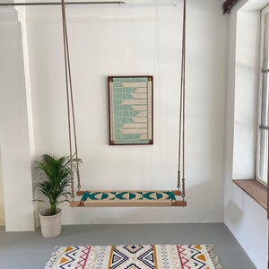 Hand Woven Tree Swing, Boho Wooden Indoor Outdoor Adults Tree Swing ...