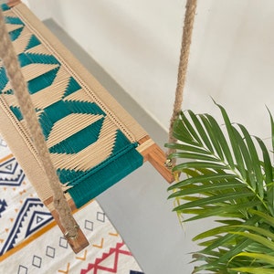 Hand Woven Tree Swing, Boho Wooden Indoor Outdoor Adults Tree Swing ...