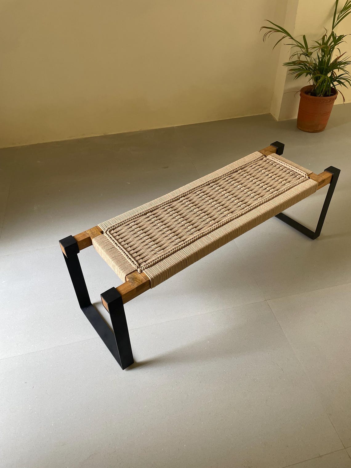 Woven Bench Modern Entryway Bench End Bench Metal Bench Charpoy Bench ...