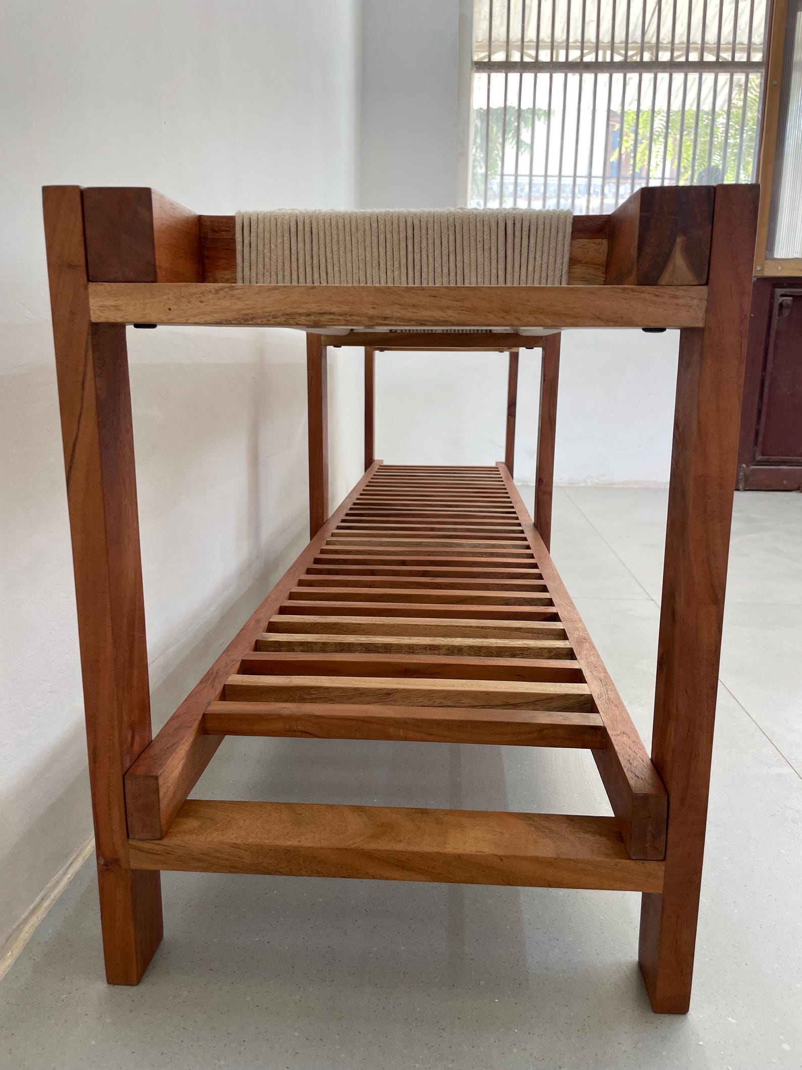 Handmade Woven Bench: Mid-century Modern Entryway Bench - Etsy
