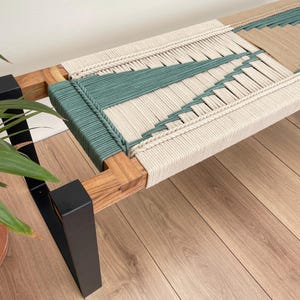 Hand Woven Bench • Mid Century Woven Bench • Modern Entryway Bench ...