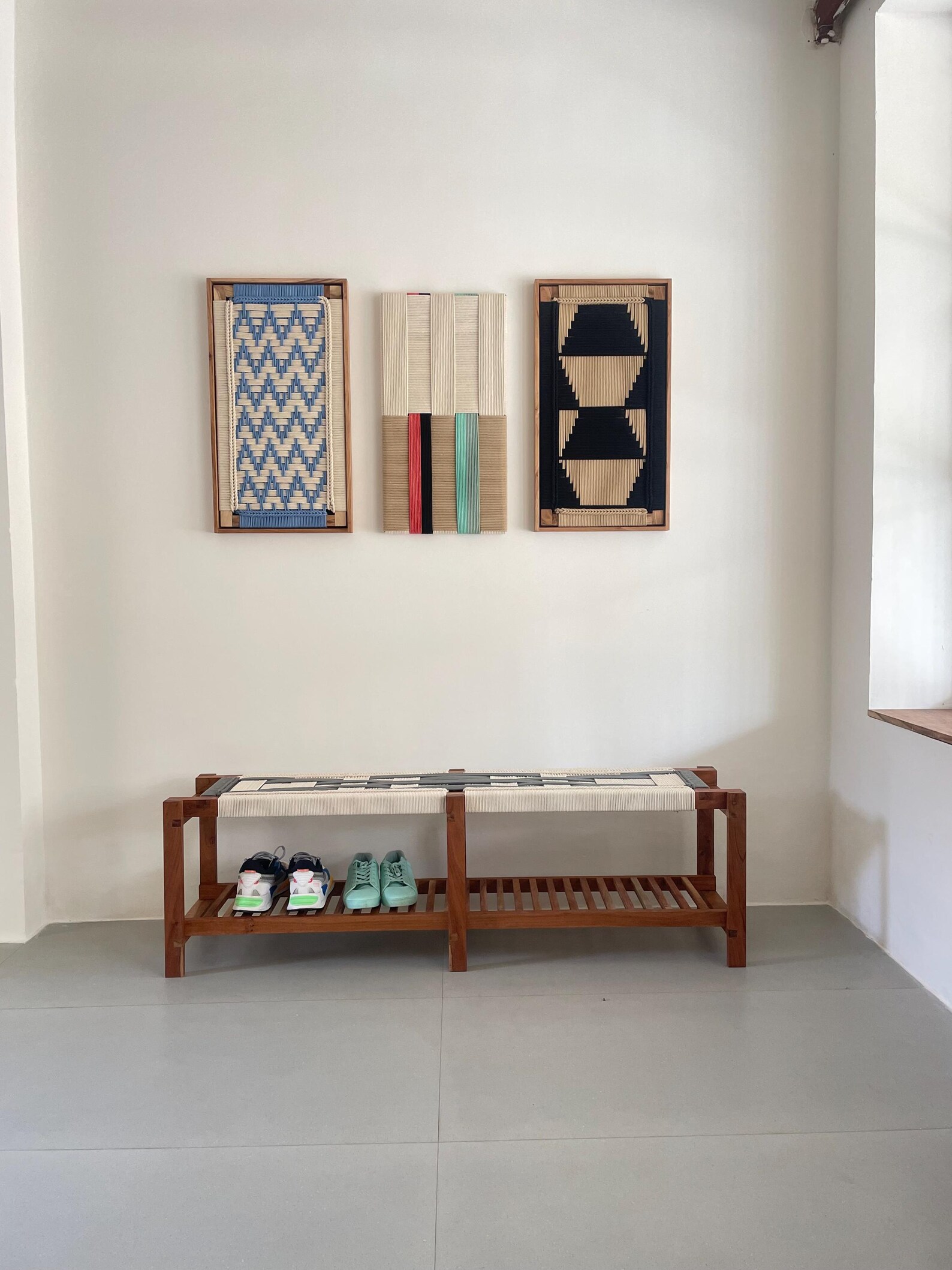 Handmade Woven Bench: Boho Modern Entryway Bench - Etsy