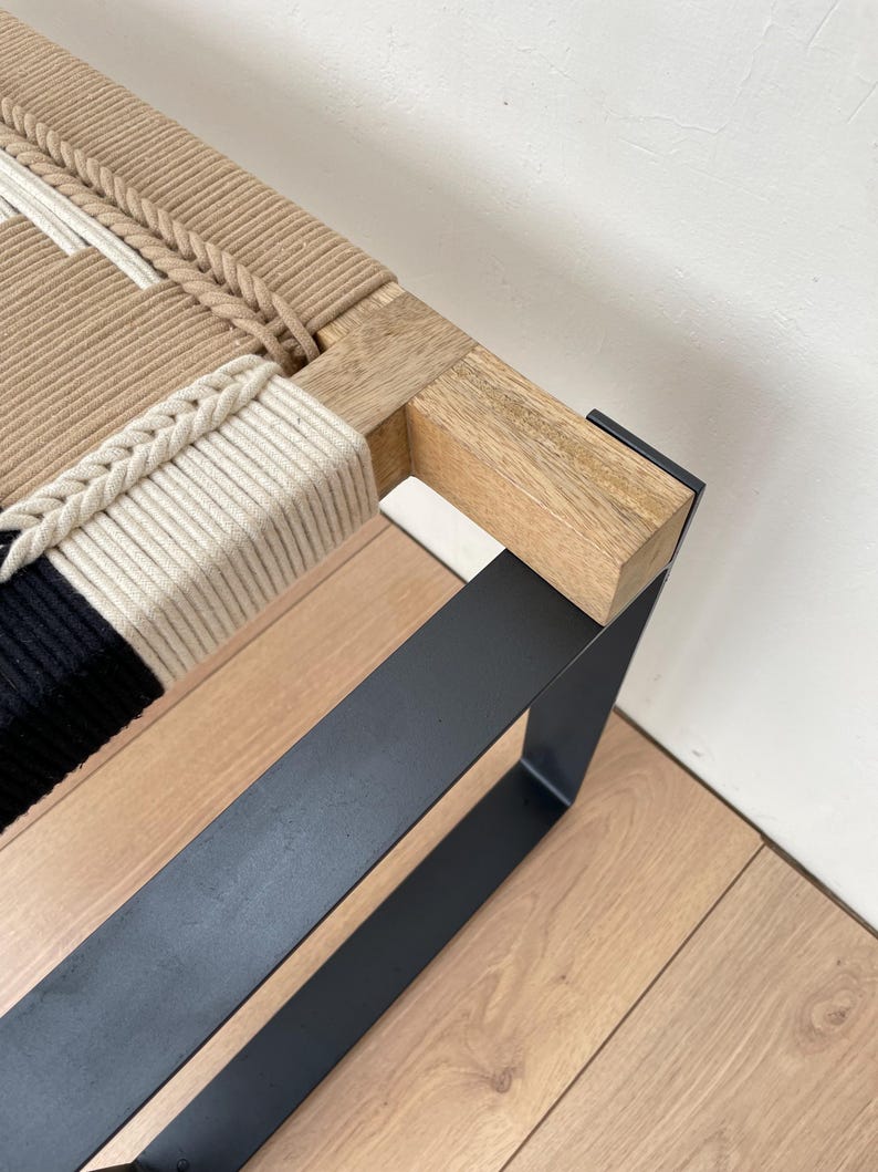 Hand Woven Bench • Mid Century Woven Bench • Modern Entryway Bench ...