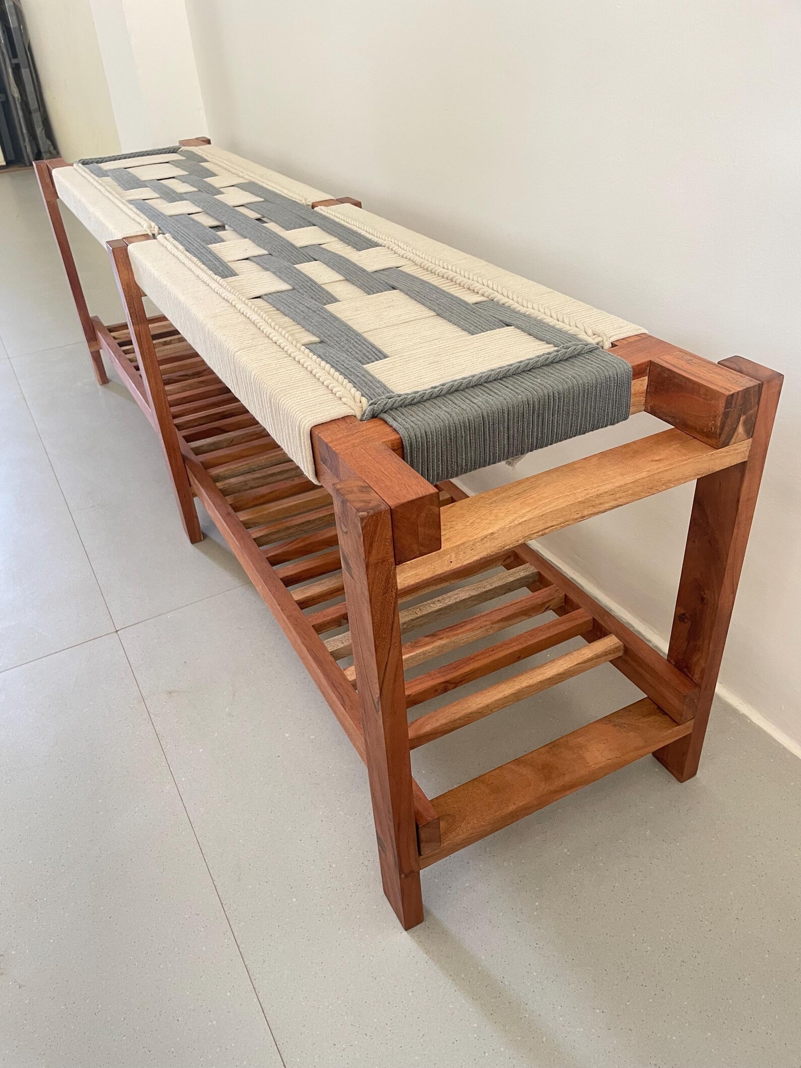 Handmade Woven Bench: Boho Modern Entryway Bench - Etsy